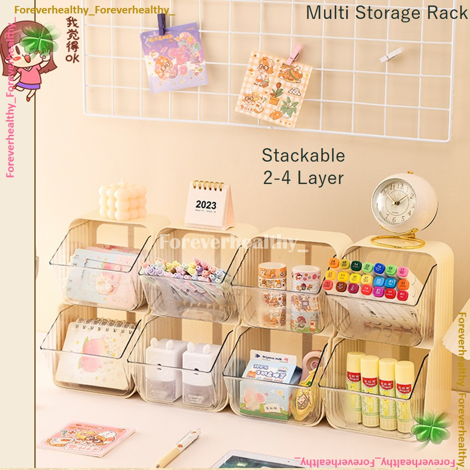 2 Tier Stationary Pen Pencil Notebook Rack Storage Box Organizer Drawer ...
