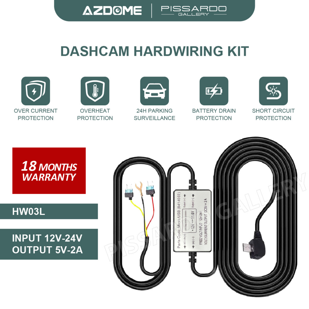 【AZDOME】HW03L Hard Wiring Kit for BN03 M300 Dash Camera Hard Wire Mini ...