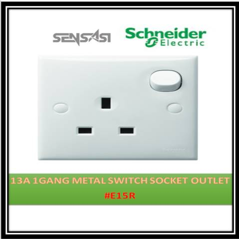 SCHNEIDER 13A 1GANG PVC SWITCH SOCKET OUTLET # E15R | Shopee Malaysia