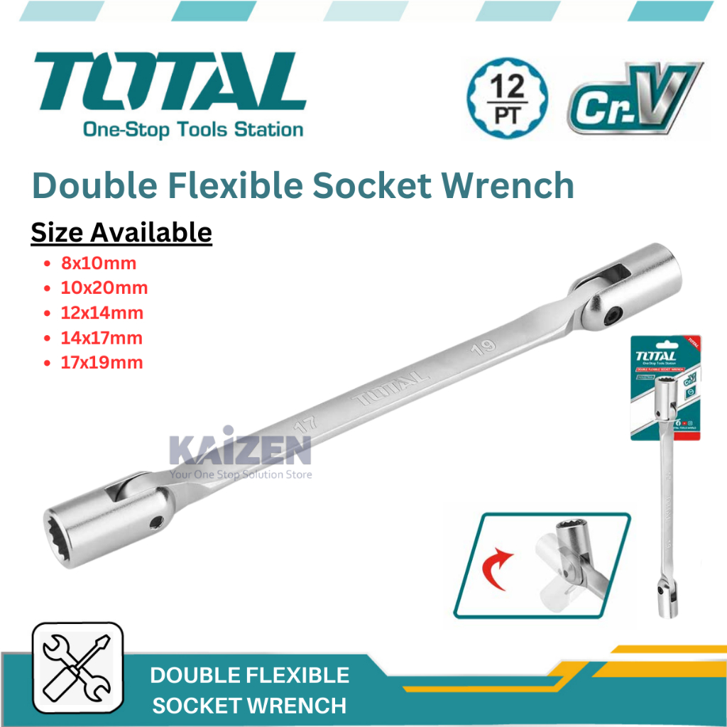 TOTAL Double Flexible Socket Wrench ( Size : 8 - 19mm ) / WADFOW Double ...