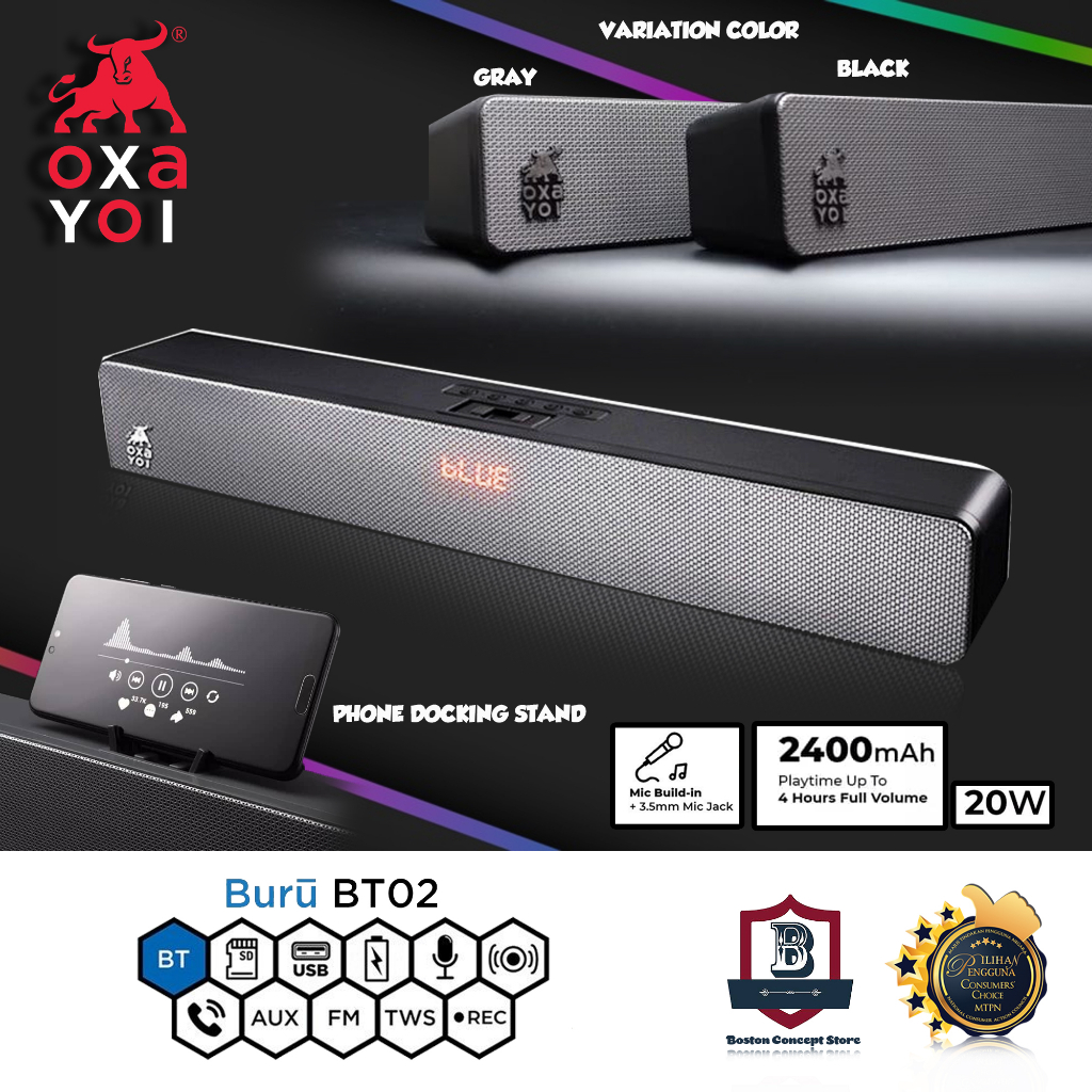 Oxayoi Buru BT02 Soundbar Portable Karaoke Speaker 20W Phone Docking Bluetooth 5.0 FM USB AUx ...