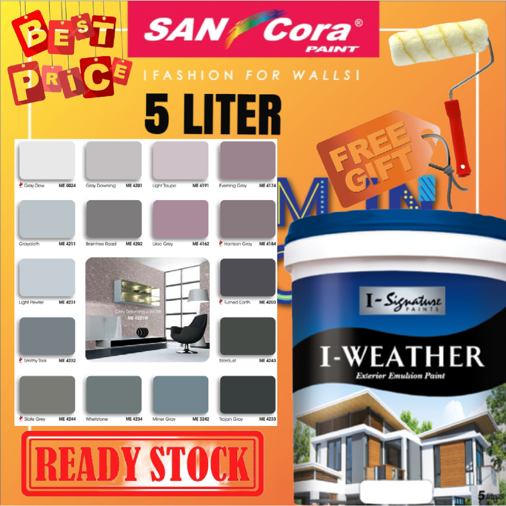 5 LITER SANCORA I WEATHER EXTERIOR WALL PAINT CAT DINDING LUAR RUMAH ...