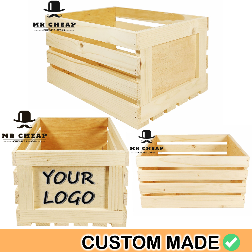 (New) Classic Pine Wood Crate/Wood Storage Box/Kotak Kayu Pine/Kotak ...