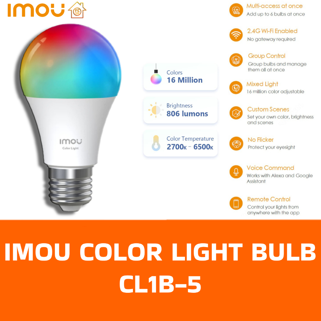 IMOU 9w Color Light Bulb CL1B-5 with Ecosystem Smart Control | Shopee ...