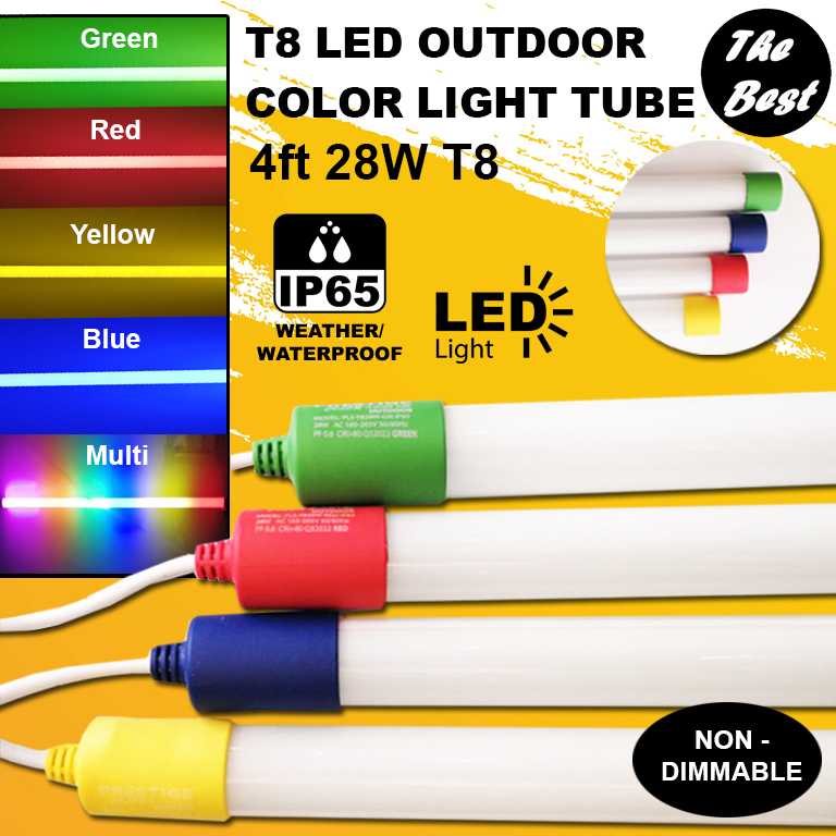 LED T8 Colour Outdoor Light Tube Weatherproof IP65 4ft T8 28W | Red ...