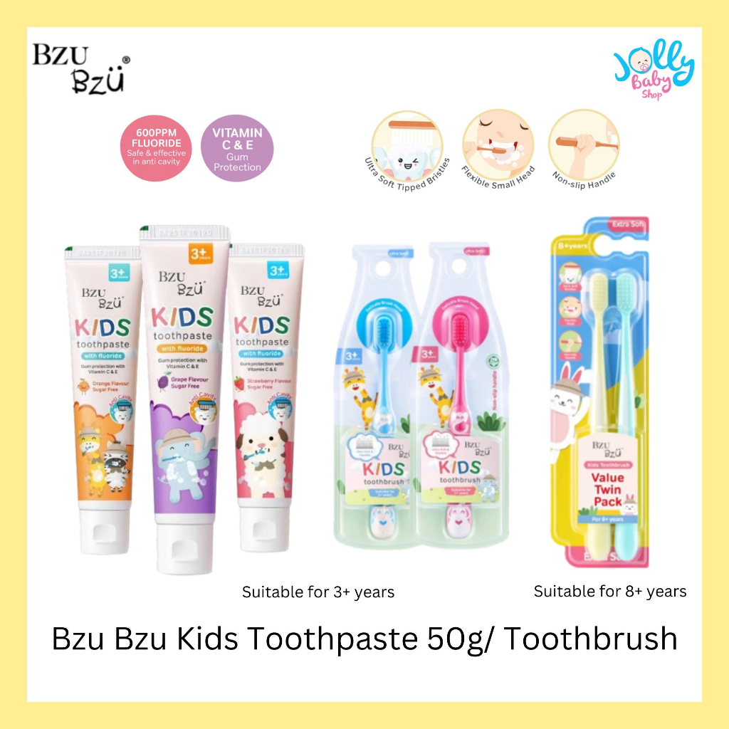 Bzu Bzu Kids Toothpaste 50g (3+yrs)/ Toothbrush (3+yrs/ 8+yrs) | Shopee ...