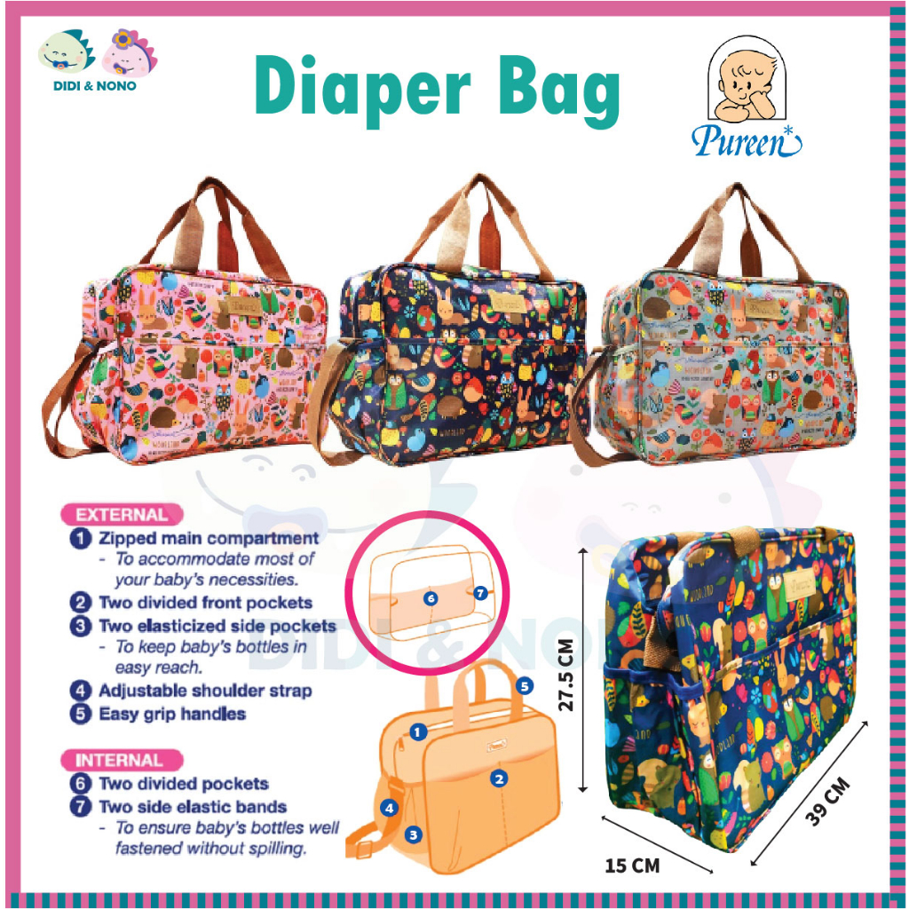 Pureen Regular Diaper Bag NBB-D11 Mama Bag Travel Beg | Shopee Malaysia