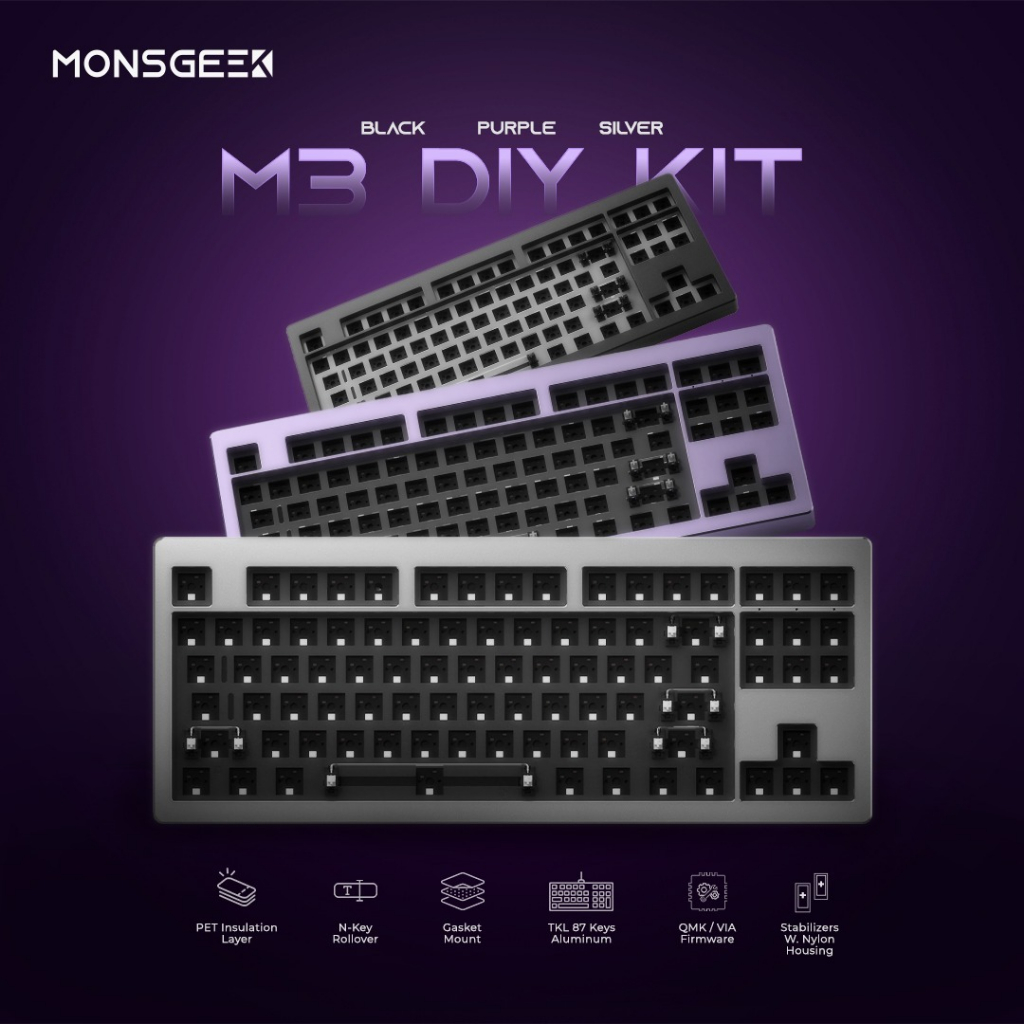 # MonsGeek M3 DIY Barebone Keyboard Kit # [BLACK/PURPLE/SILVER ...