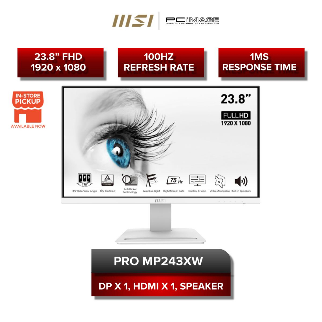 MSI PRO MP243XW | 1MS | 100HZ FHD 24" IPS Monitor | 3YW | Shopee Malaysia