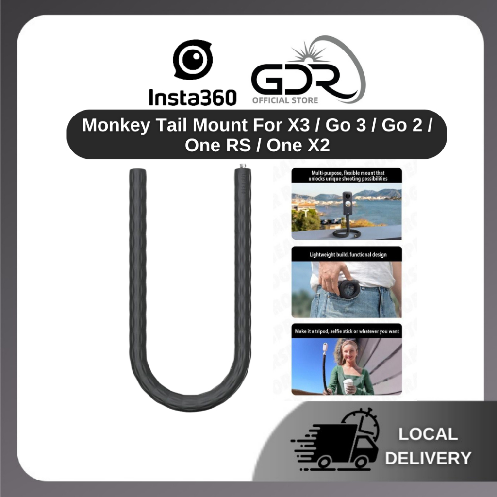 Insta360 Monkey Tail Mount For INsta360 X5/X4/X3/Go 3S/Go3/One RS/Go 2/One X2/One R/One X ...