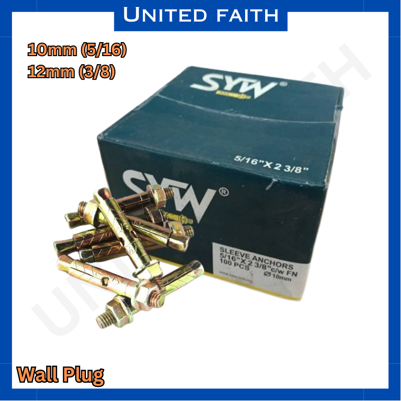 SYW Anchor Sleeve Wall Plug Besi 5/16 (10mm) 3/8 (12mm) | Shopee Malaysia