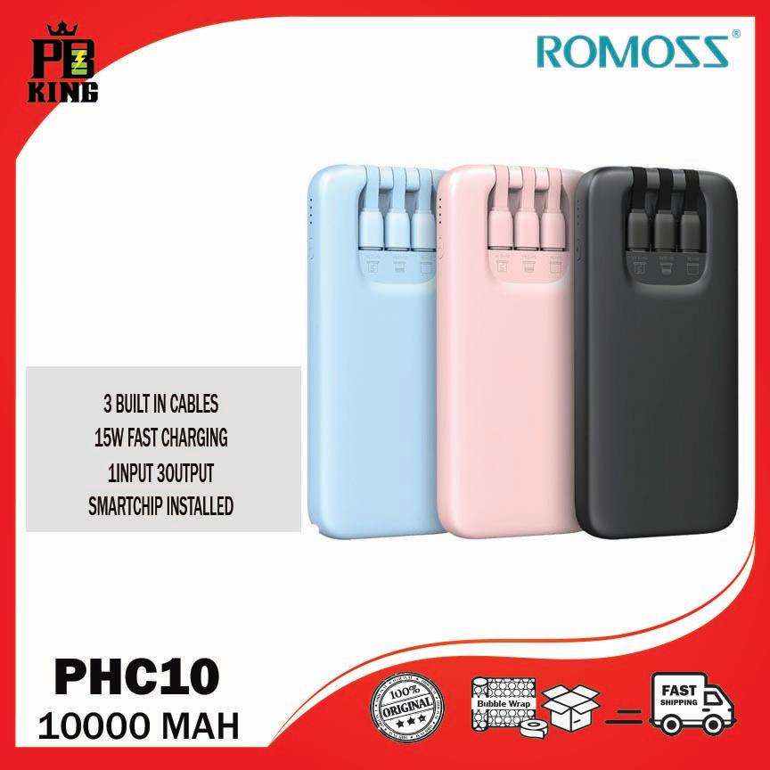 Romoss PHC10 (10000 mAh) Powerbank Built in Lighthing Type C & Micro ...