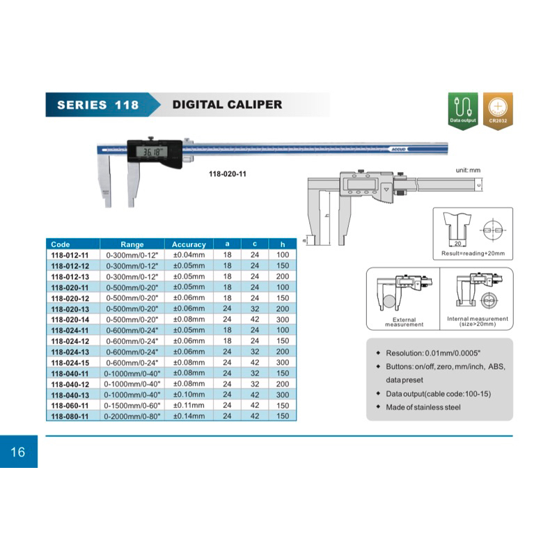 ACCUD 118 Series Digital Caliper with Certificate Inspection Insize ...