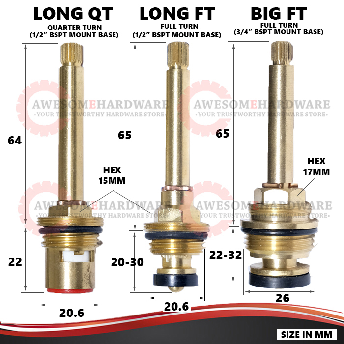 ARTONE LONG SPINDLE VALVE SPARE PART FOR CONCEALED STOPCOCK STOP VALVE ...