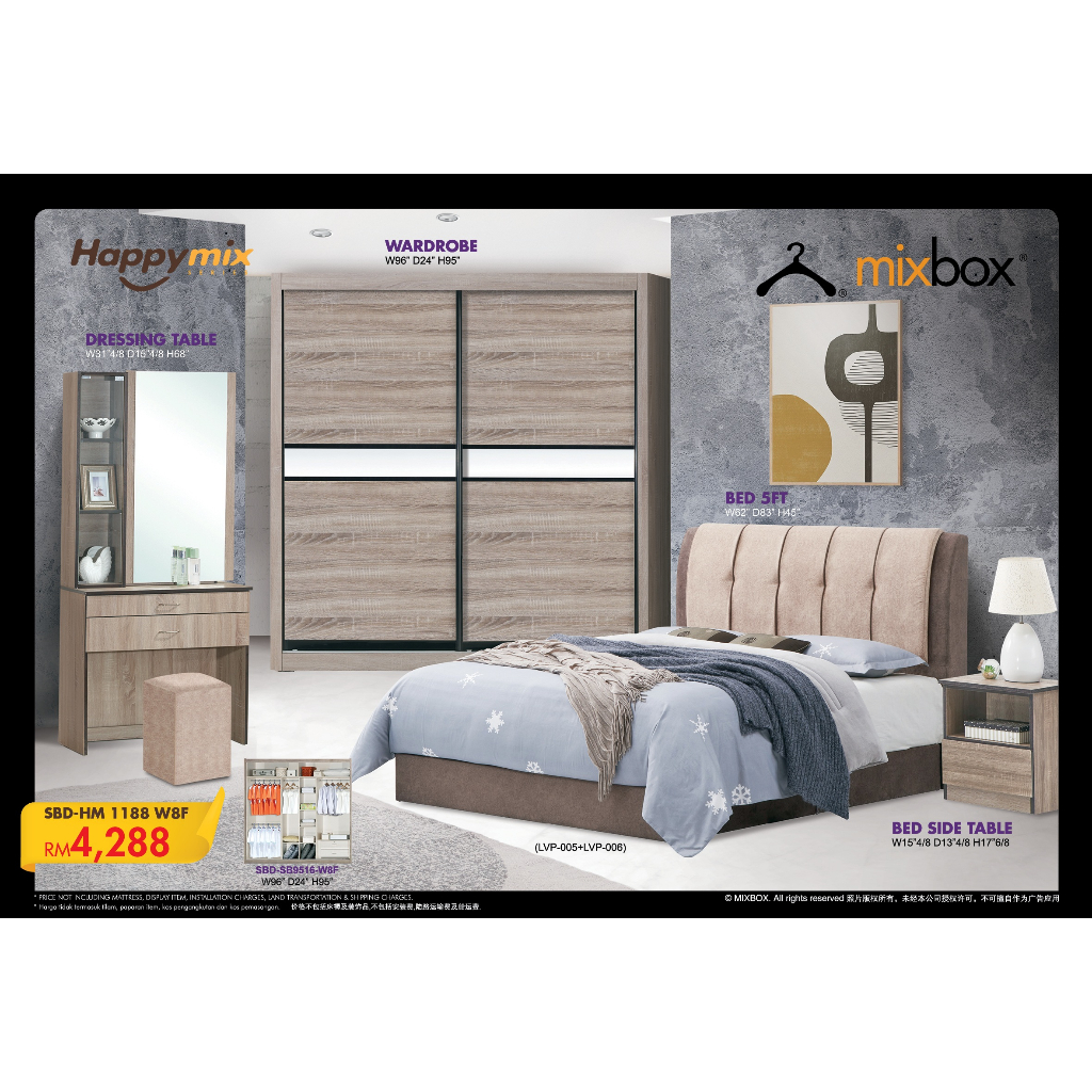 MIXBOX HAPPY MIX SERIES BEDROOM SET (SBD-HM1188) | Shopee Malaysia