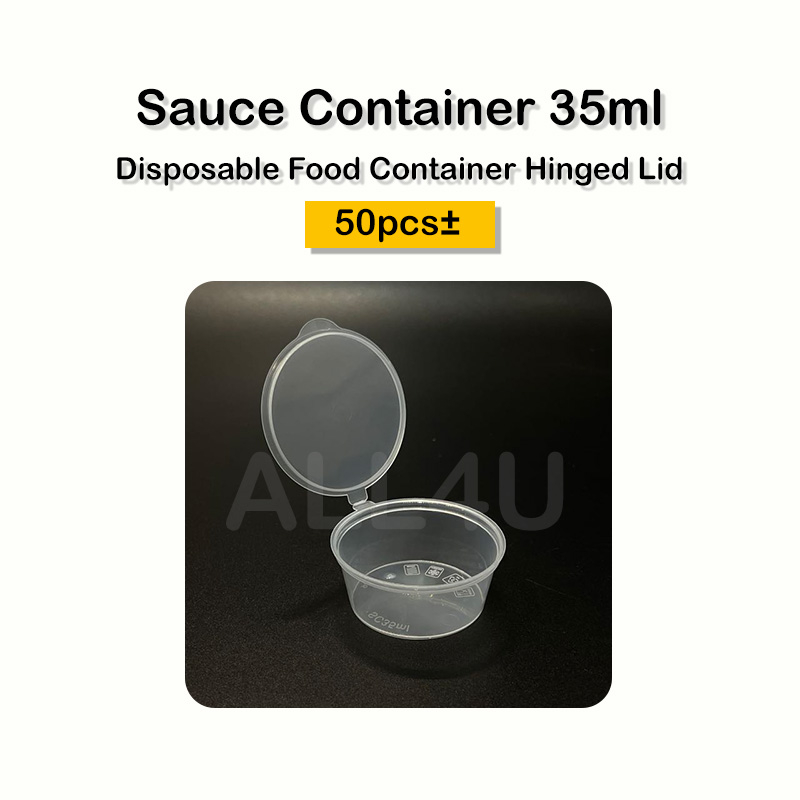 Sauce Container With Lid 35ML 50pcs Round Disposable Plastic Food ...