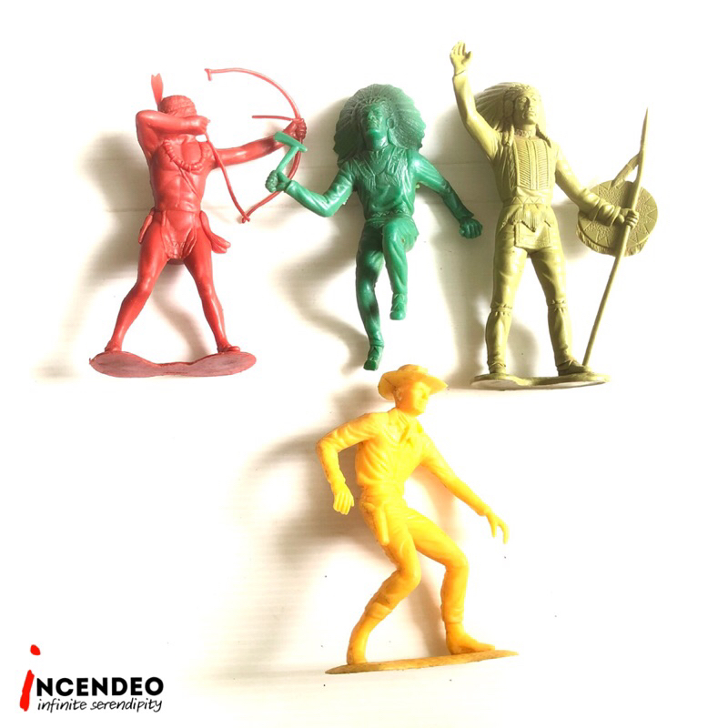 Vintage Rare Large Red Indian and Cowboy Toys (4pcs) | Shopee Malaysia