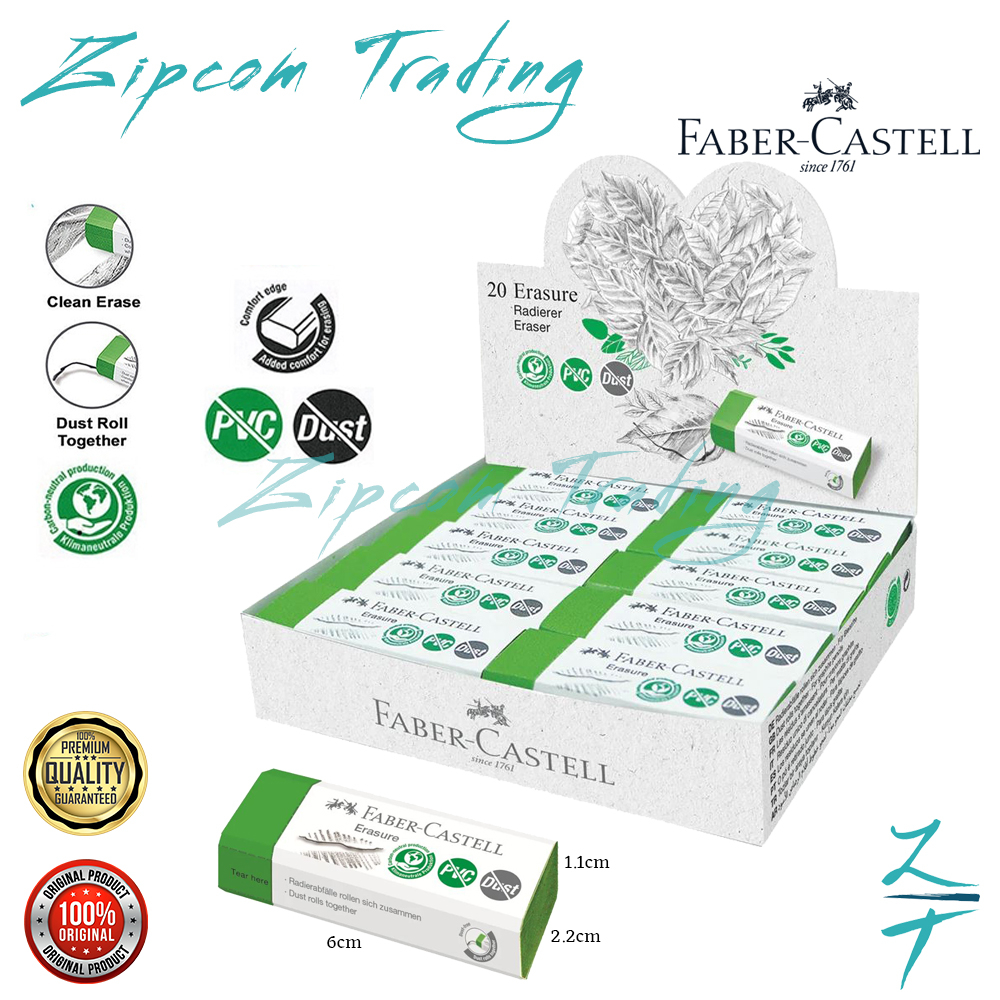 Faber Castell Erasure PVC-Free & Dust-Free Green Eraser (Large Size ...