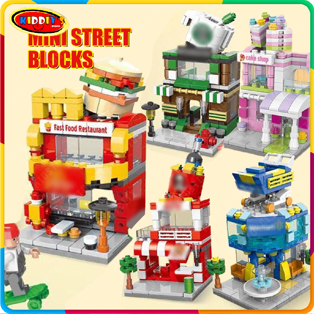 Mini Street Building Blocks DIY Food Truck Restaurant View Dessert ...