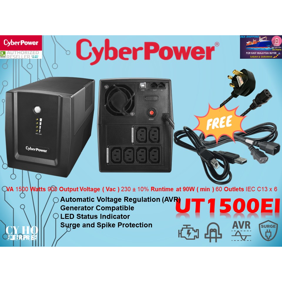 Cyberpower UT1500EI 1500VA 900W UPS Backup Battery Power Supply with ...