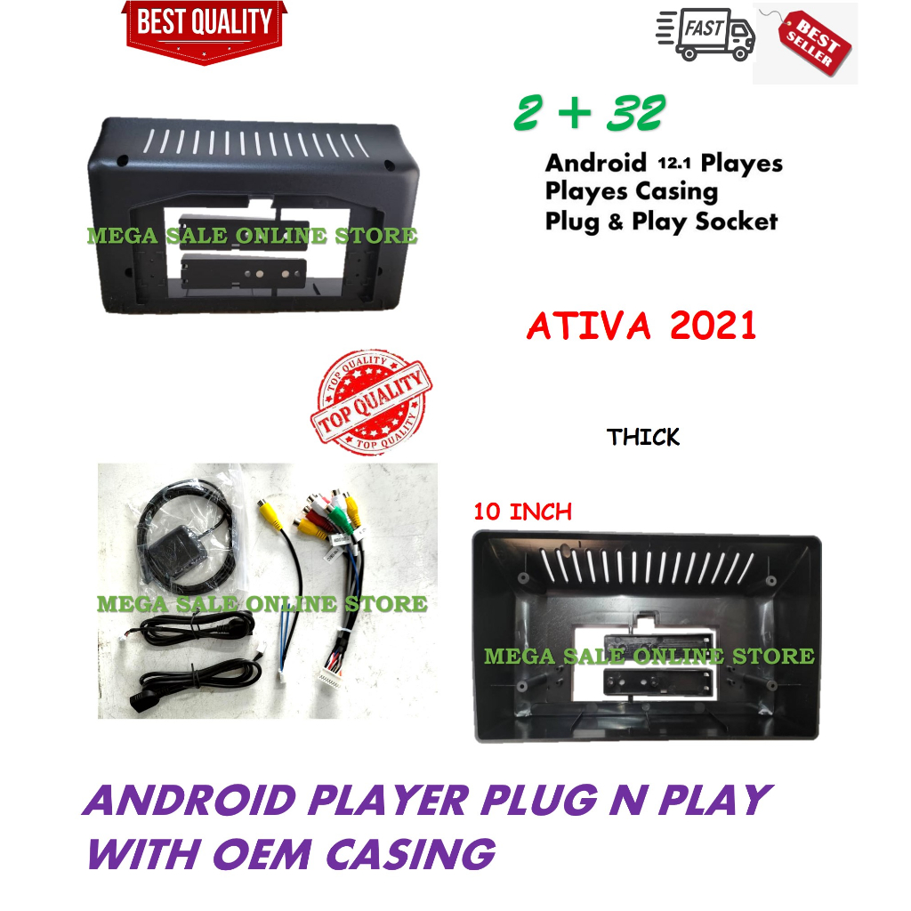 Perodua ATIVA 2021 - 2022 (THICK) ANDROID PLAYER 10 INCH PLUG N PLAY ...