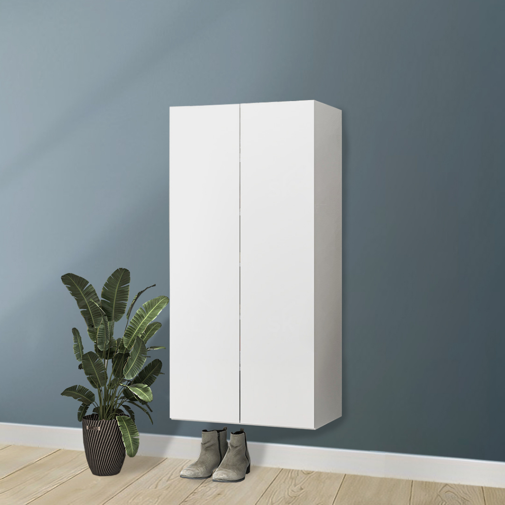 FurnitureFit 4FT Tall WALL MOUNT SHOE CABINET 2 Door With 6Tiers ...