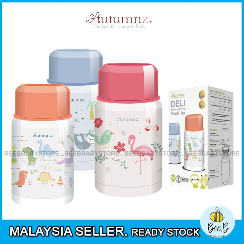 Autumnz - DELI Stainless Steel Vacuum Food Jar 500ml Dino/Flamingo ...