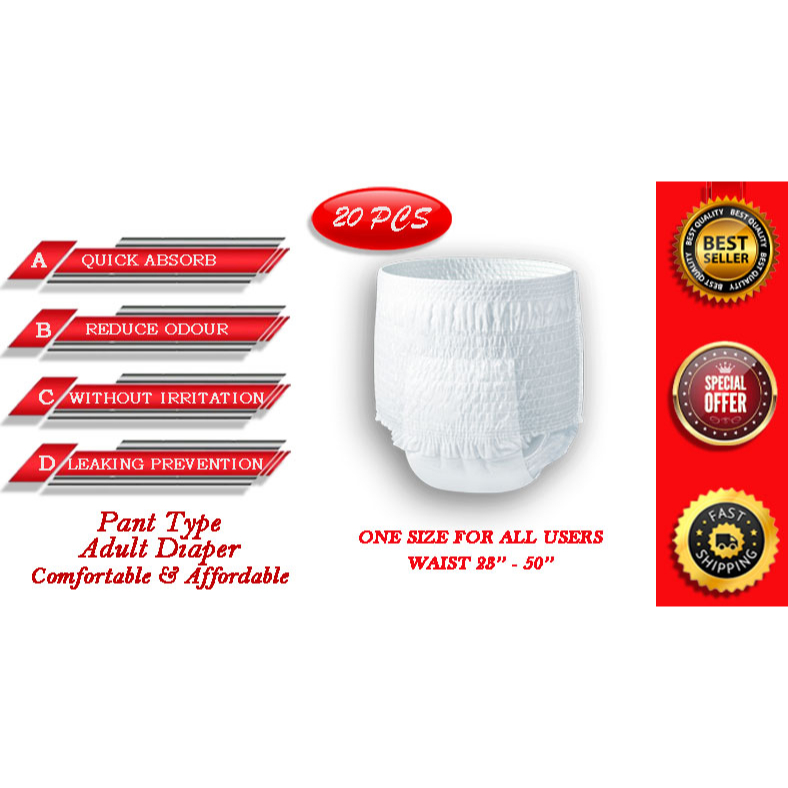 Grade A Adult Diapers (PANT/PULL UP) (REPACKING 20pcs) /Bajet Lampin Dewasa/成人纸尿片/HIGH CAPACITY ...