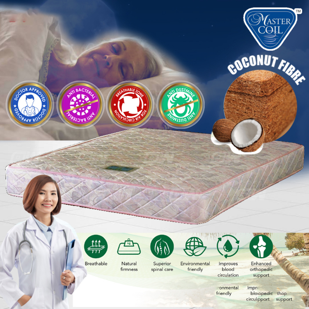 Masterfoam 4 Inches Thick Coconut Fibre 3000 Mattress Tilam Kelapa - Super Single Size | Shopee ...