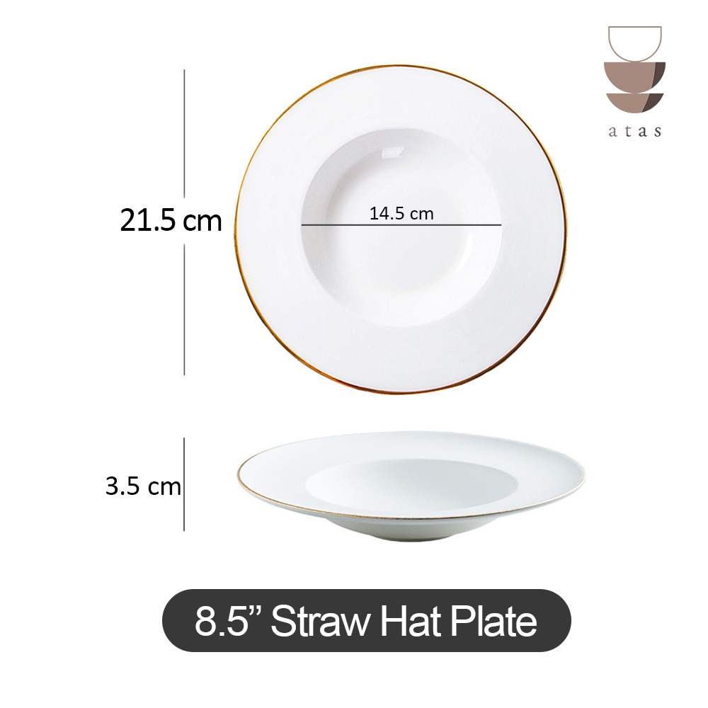 HOTEL GRADE ATAS Premium Gold Line Pinggan Mangkuk Emas Edge Ceramic Golden Bowl Dishes Dinner ...