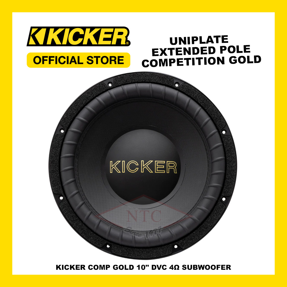 KICKER Car Audio LIMITED EDITION COMP GOLD 10 inch Dual 4 Ohm Subwoofer, 800W - 50GOLD104 ...