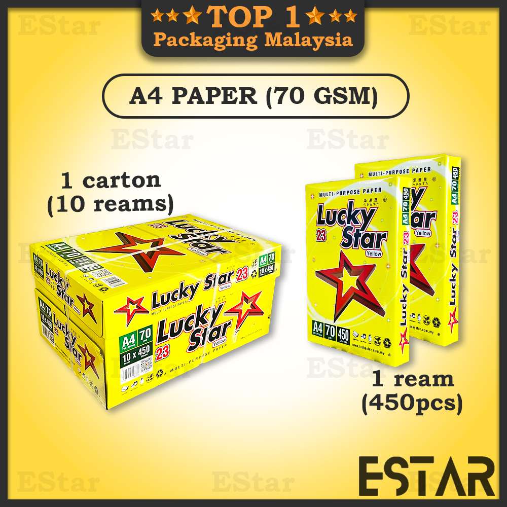A4 Paper 70gsm LUCKY STAR Multi-Purpose A4 paper 1 REAM (450 sheets) 10 ream (1 carton) [PP ...