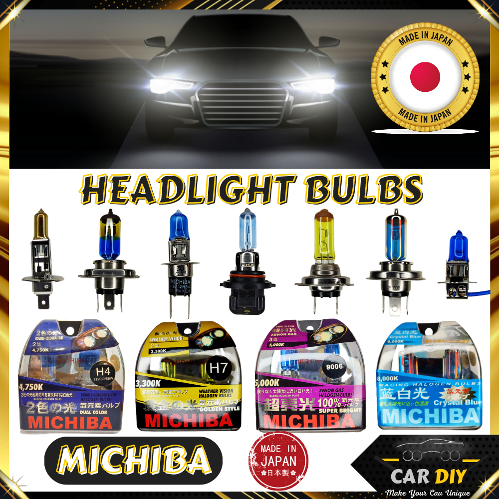 CAR DIY 2 PCS 12V MICHIBA High Power Car Halogen Bulb H1 H3 H4 H7 9005 ...
