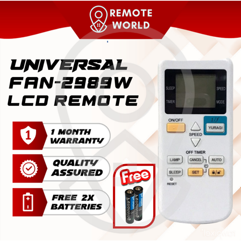 LCD FAN-2989W Universal Fan Remote Control | Alat kawalan jauh Kipas ...