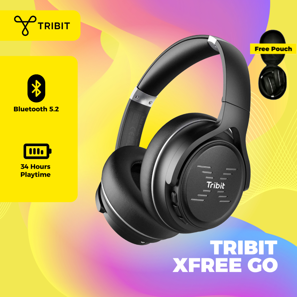 Tribit XFree Go (Upgraded) Bluetooth Headphones Bluetooth 5.2, 34 Hours ...