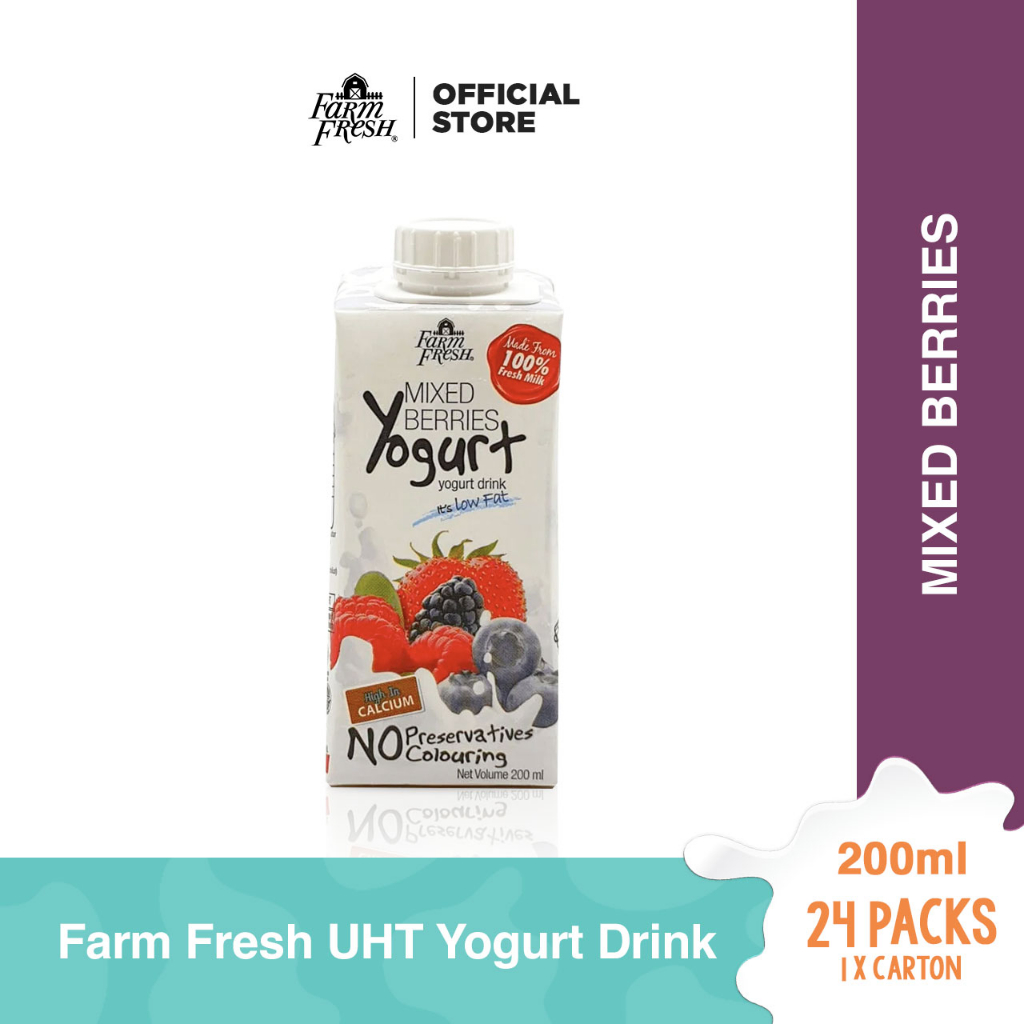 Farm Fresh UHT Yogurt Drink Mixberry 200ml x 24 Packs | Shopee Malaysia