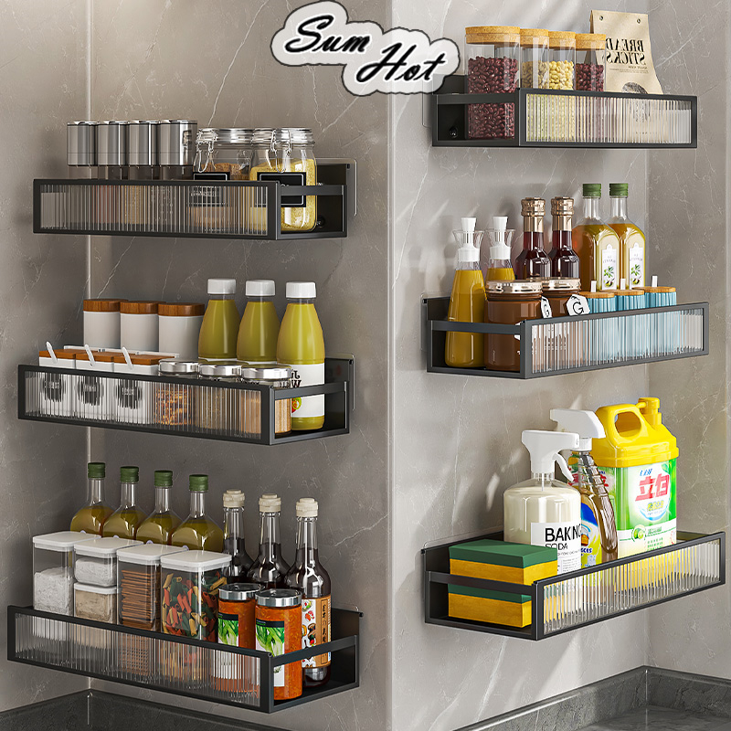 Wall Mounted spice rack Kitchen Storage Rack Rak Rempah Seasoning ...