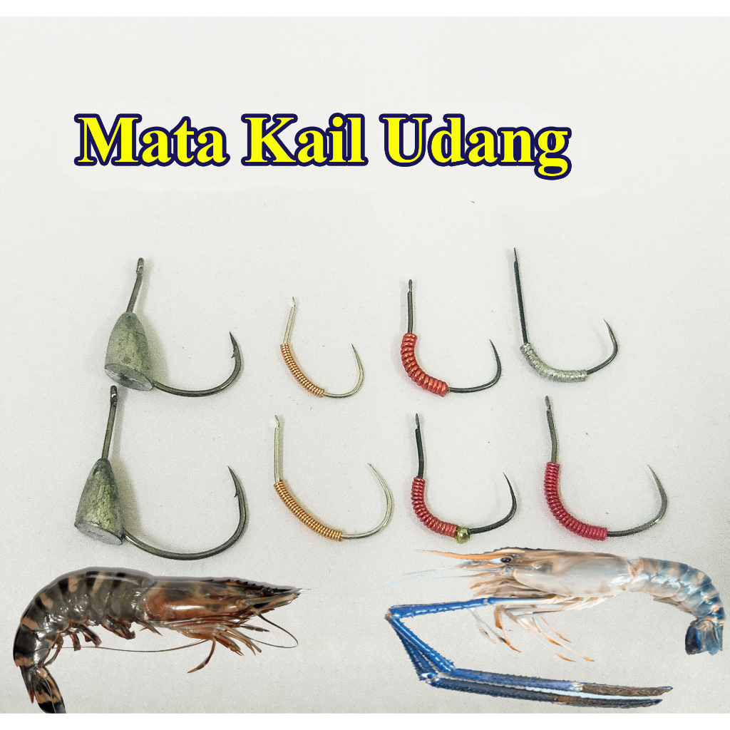 Mata Kail Udang Galah Udang Harimau Siap Batu Prawn Hook with Sinker ...