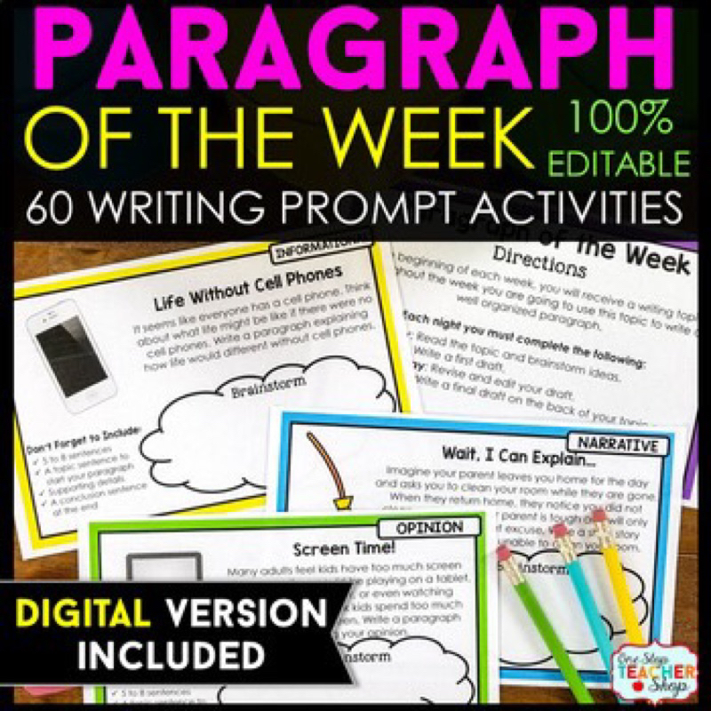 [PDF] [PPT] Paragraph of the Week - Writing Prompts for Paragraph ...