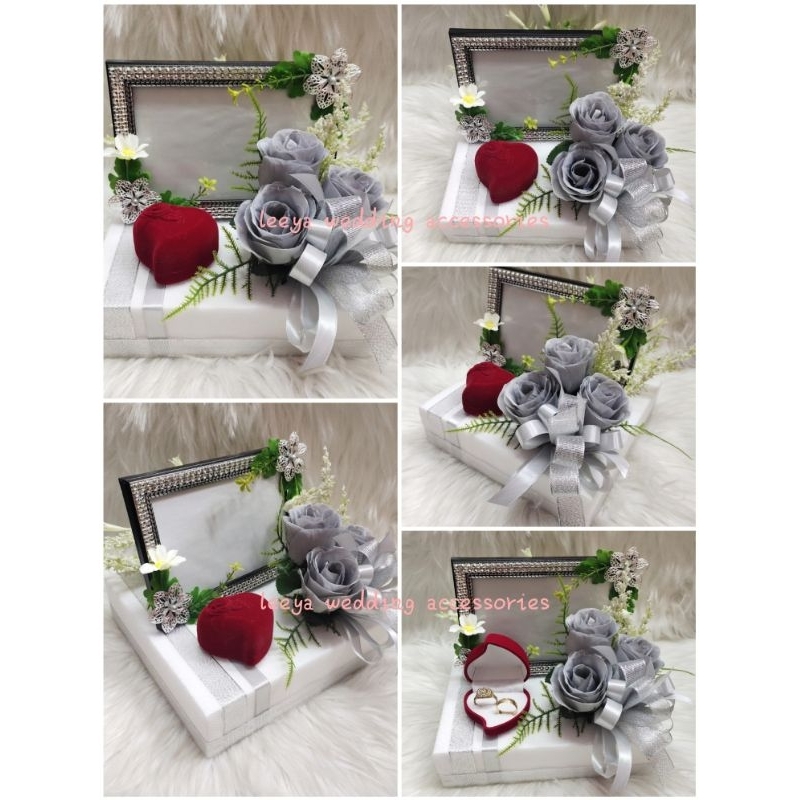 gubahan frame mas lahwin c/w couple ring box(white grey silver ...