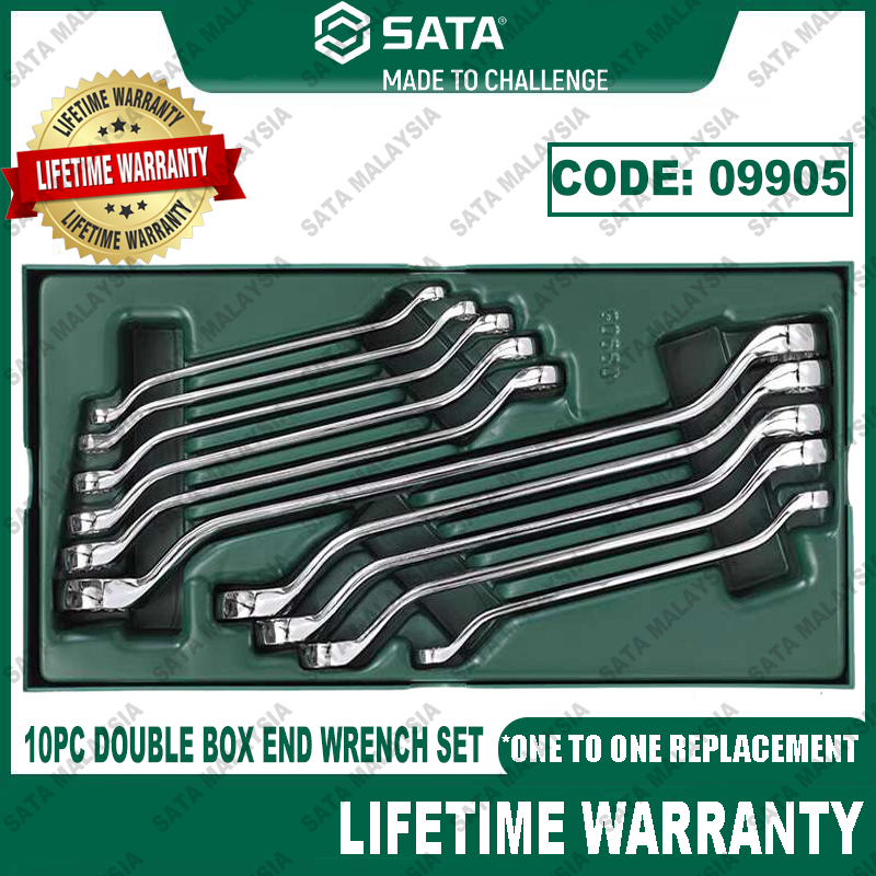 SATA 10Pc Metric Offset Box Wrench Tray Set Double Box End Wrench Set ...