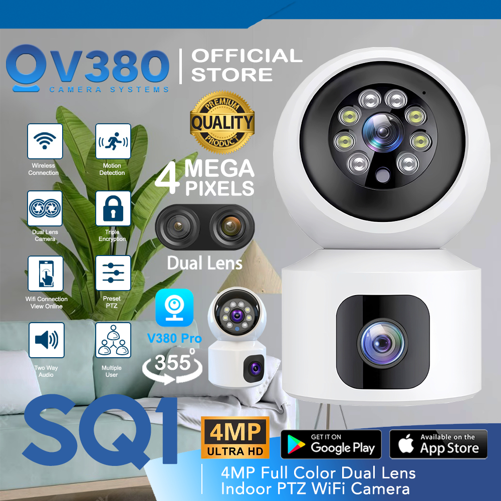 CCTV V380 SQ1 4MP Ultra HD | Wireless Indoor Dual Lens CCTV Security ...