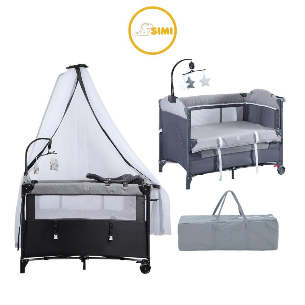 SIMI Baby Cot Playpen Portable with Hand Carry Bag Side Bed Function ...