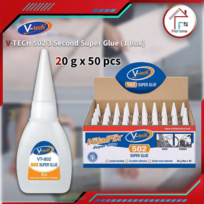 V-Tech 502 20g Super Glue/ Strong Heavy Duty Elephant Gum/ 3 Second Glue -Carton / Gam Jenama V ...