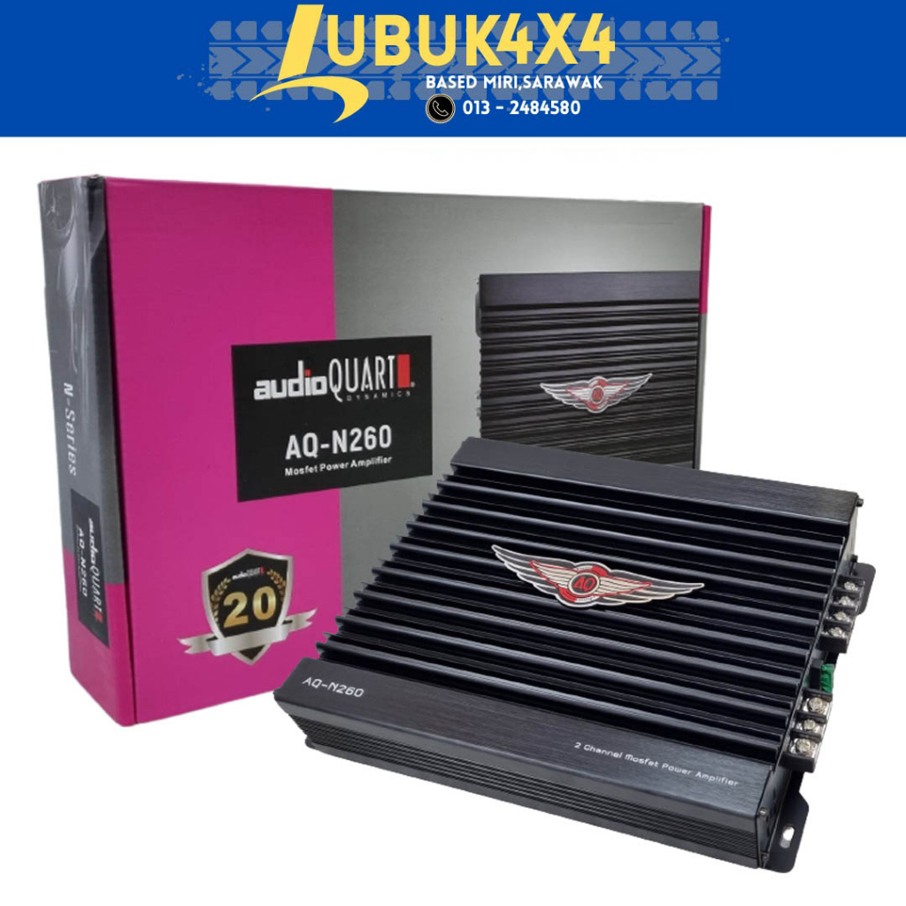 AQ-N260 Audio Quart N-Series 2 Channel Mosfet Power Amp Amplifier Class-AB Car Audio Sound ...