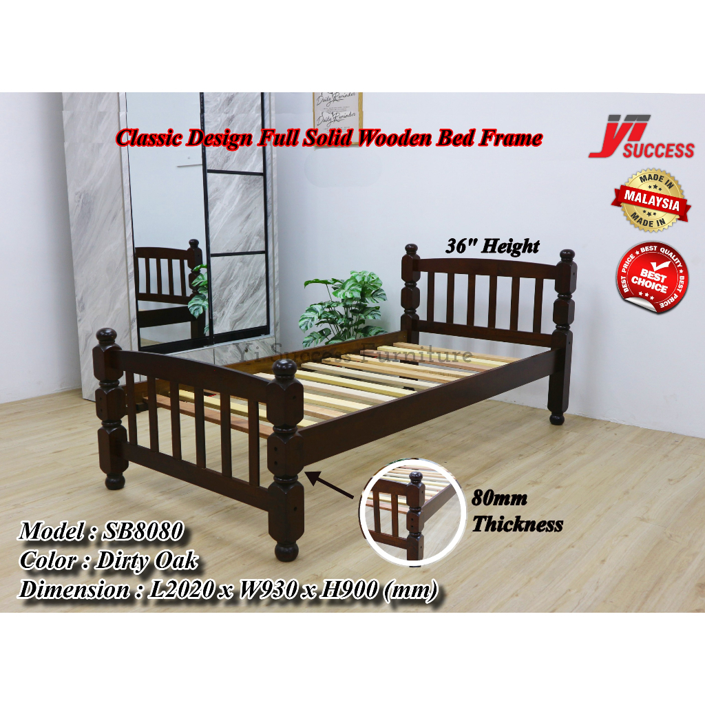 Yi Success Classic Design Full Solid Wooden Single Bed Frame / Solid ...