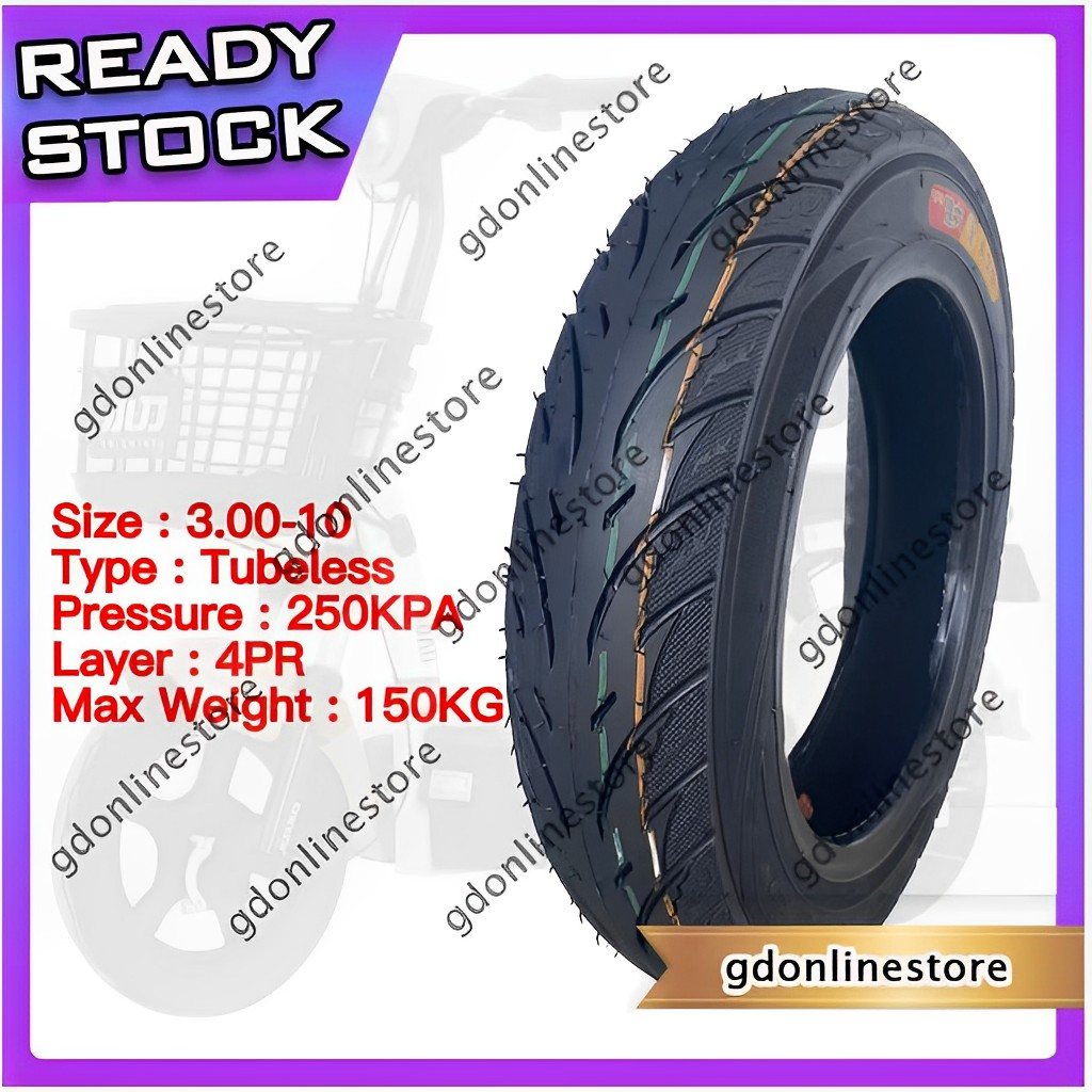 3.00-10 (15X3) TUBELESS TYRE WHEELBOROW TAYAR KERETA SORONG TIRE EBIKE ...