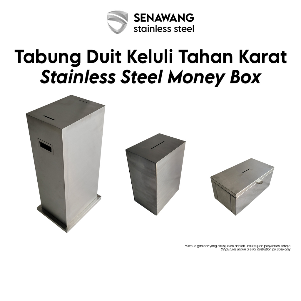 Stainless Steel Money/Donation/Endowment/Suggestion Box | Tabung/Peti ...