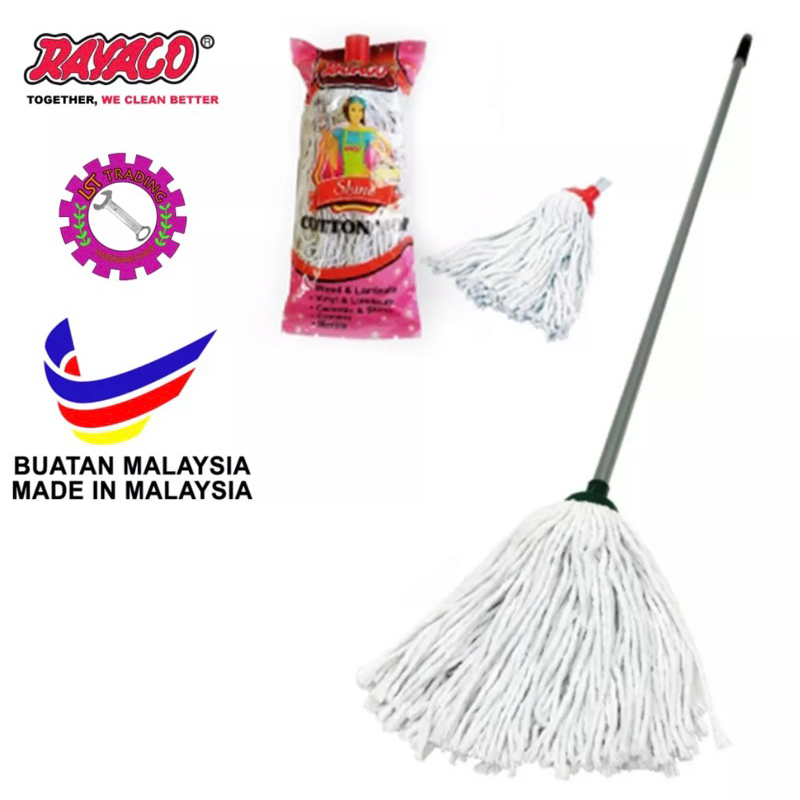Rayaco White Cotton String Mop | Micro Fibre Circular Mop | Mop Lantai ...