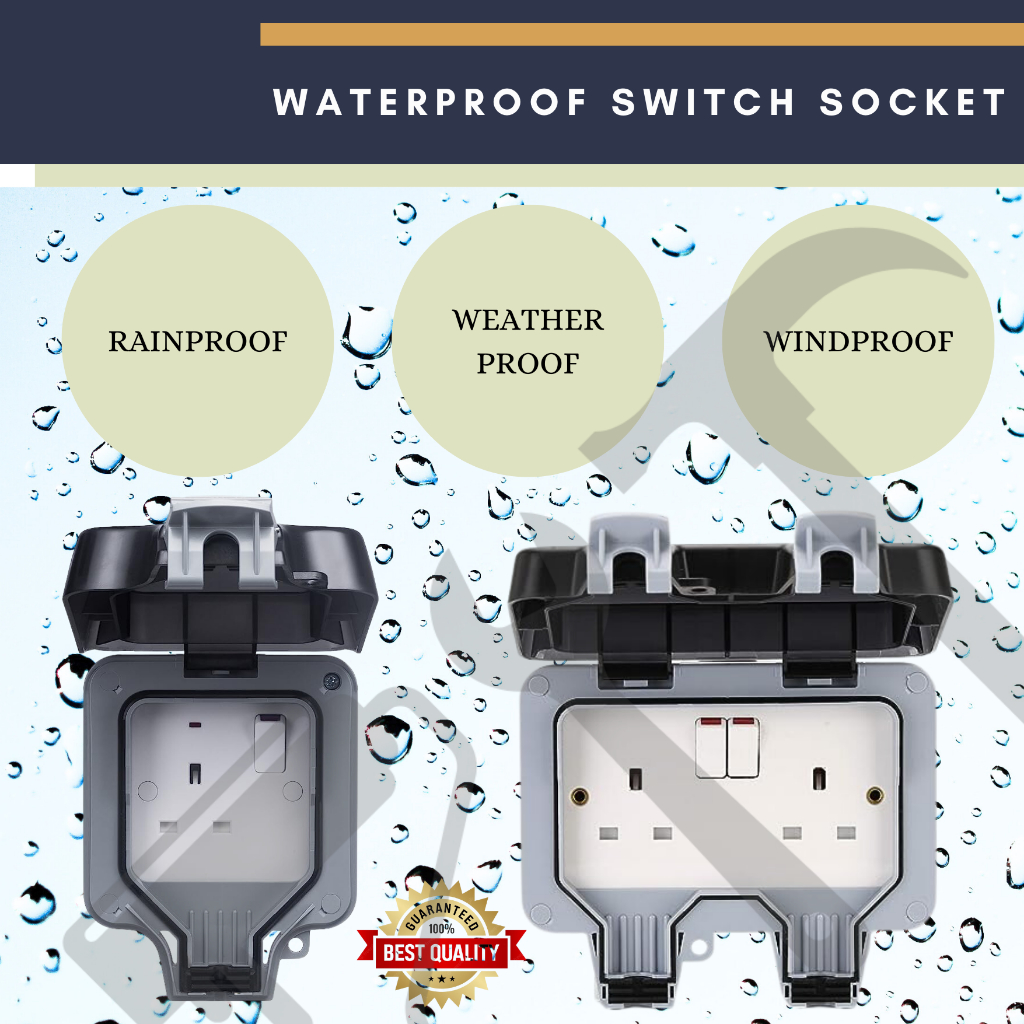 13a Single Double Waterproof Switch Socket Ip66 Waterproof Plug Outdoor Wall Weatherproof